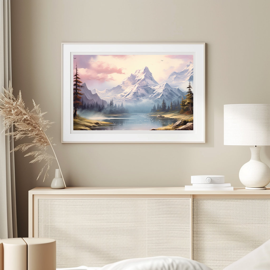 Mountain Landscape Painting Printable Mountain Vintage Digital Print ...