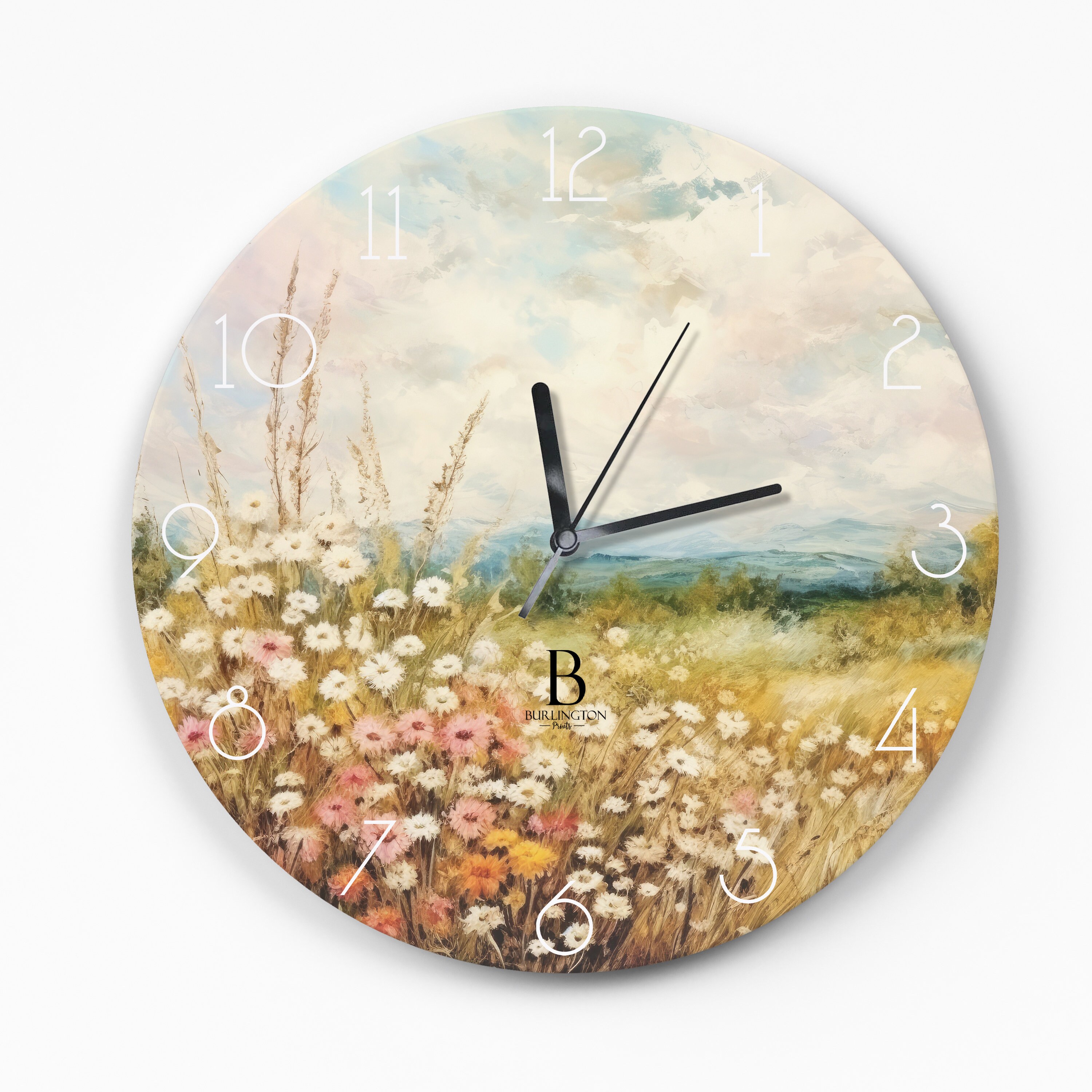 Clock With Design Options Landscape Theme Wall Clock Unique Wall Clock ...