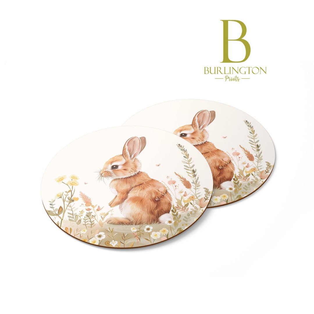 Easter Bunny Coaster Set Spring Kitchen Decor Plastic PVC Waterproof ...
