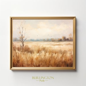 Printable Wheatfield Oil Painting Vintage Digital Print Landscape Print ...