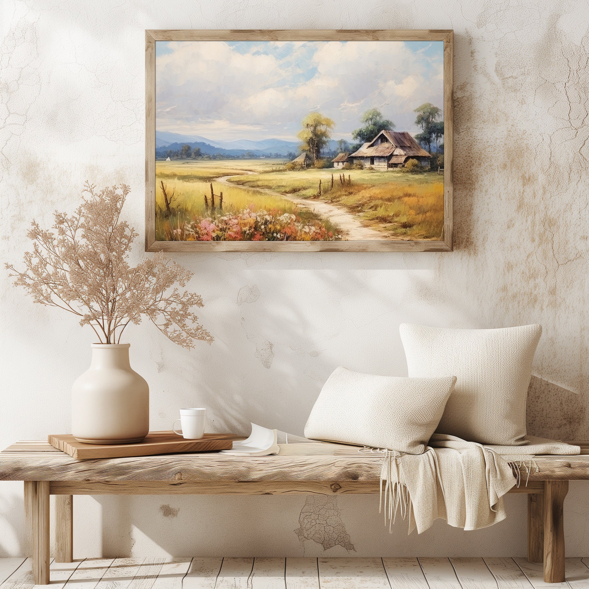 Printable Pastoral Landscape Vintage Digital Print Wildflower Print ...