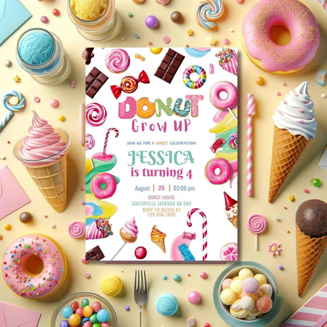Sweet Party Invitation, EDITABLE Candy Land Party Invite, Sweets Candy ...