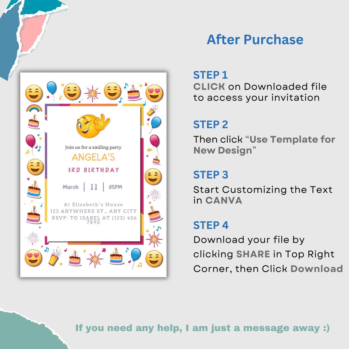 Smiley Face Birthday Invitation: Groovy Emoji Party (digital Download ...