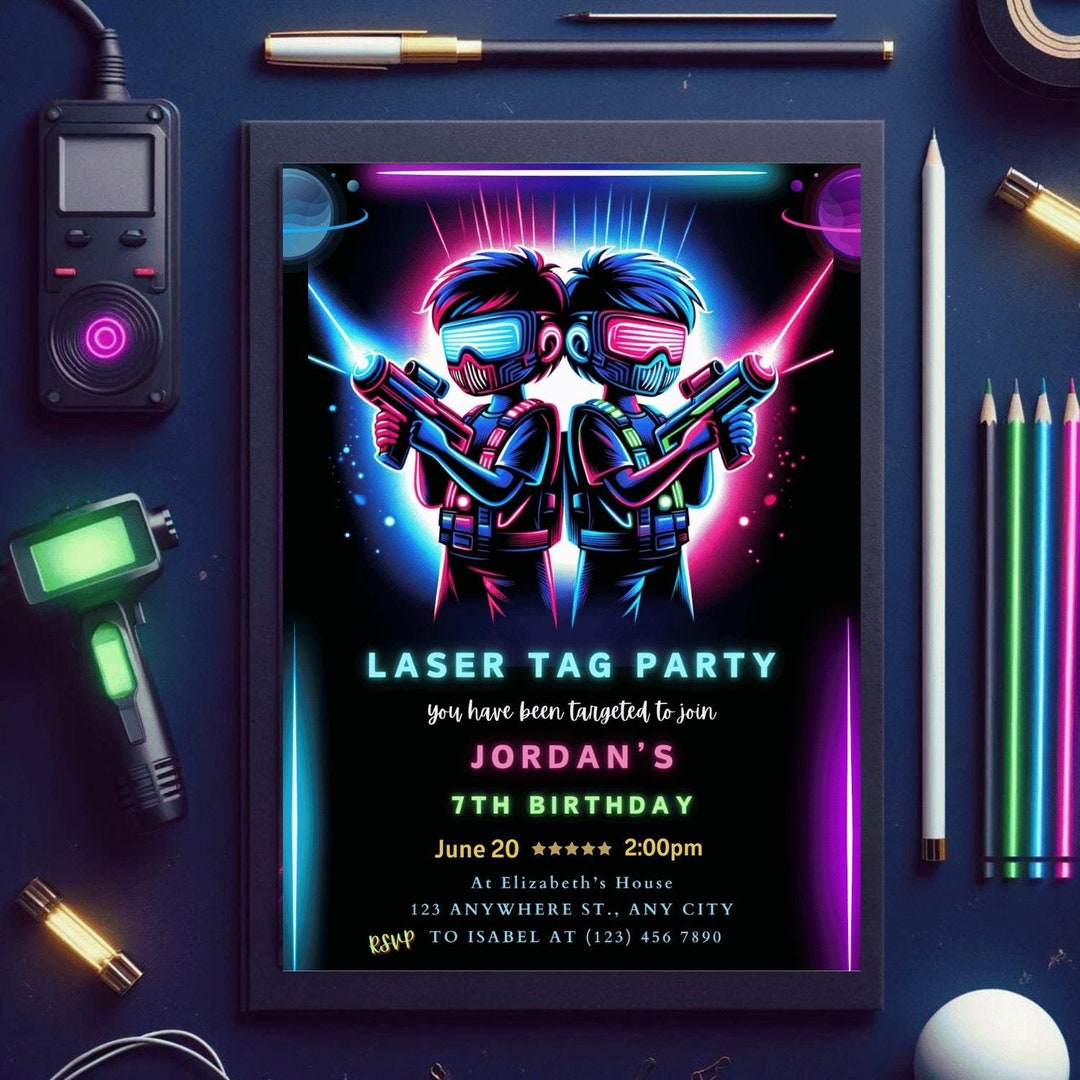 EDITABLE Laser Tag Birthday Invitation Laser Tag Party Invitation ...