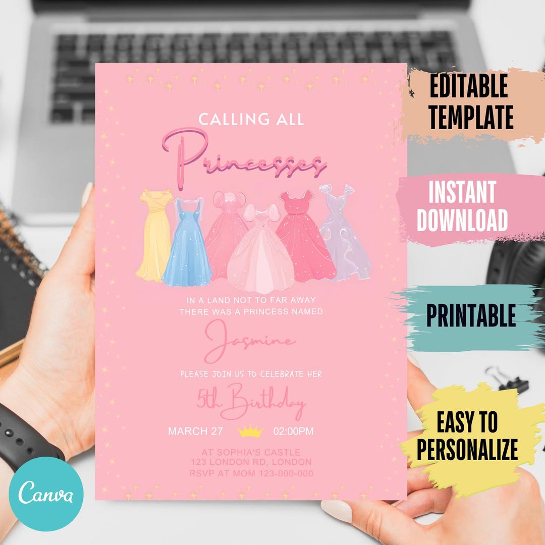 Editable Princess Birthday Invitation: Royal Celebration (digital ...