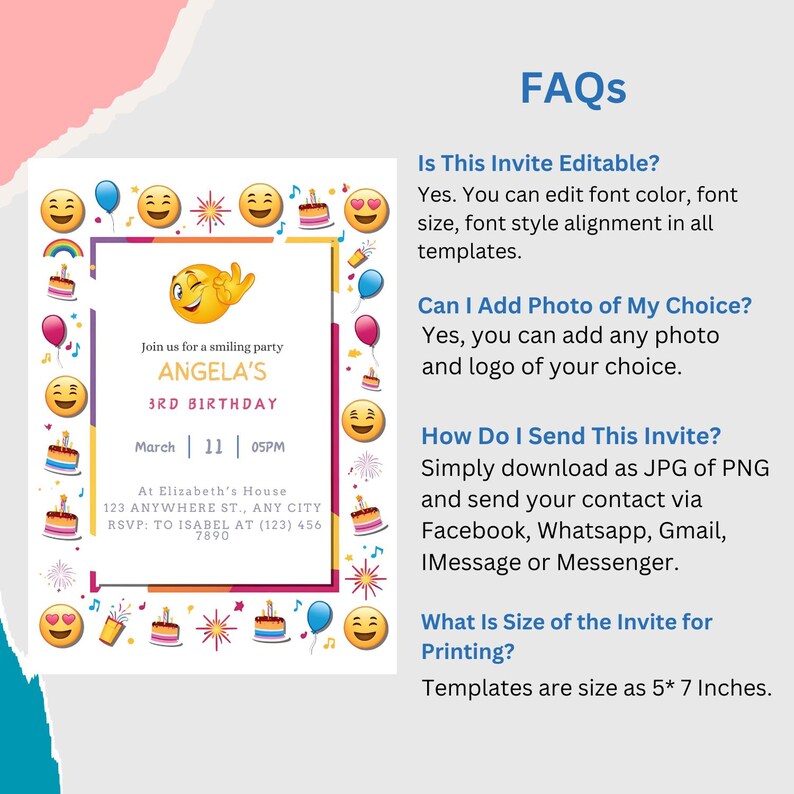 Smiley Face Birthday Invitation: Groovy Emoji Party (digital Download ...