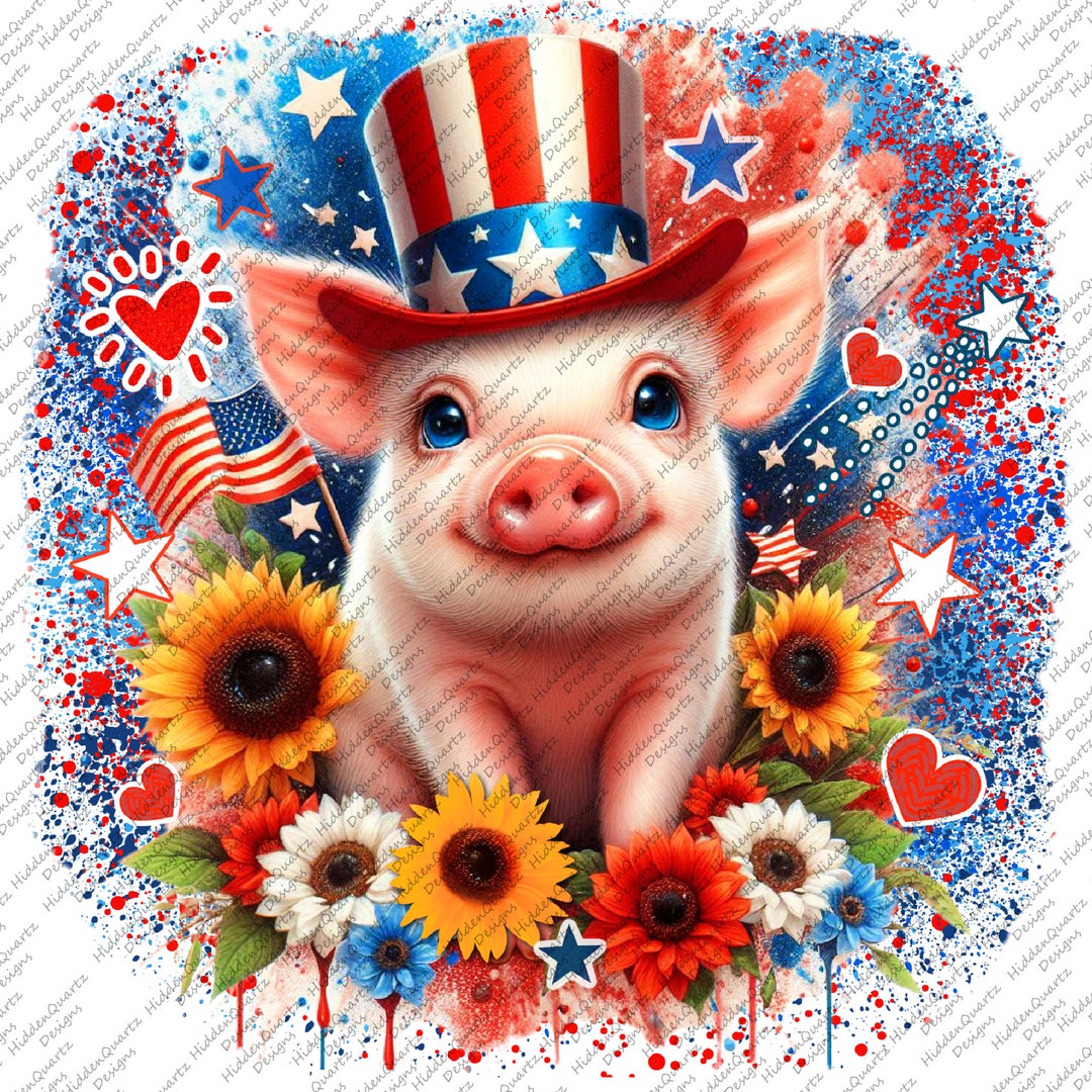 4th of July Pig PNG, Pig Sublimation Designs, Cute Piggy Digital ...