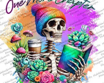 Skull Book PNG, One More Chapter Sublimation Designs, Reading Digital ...