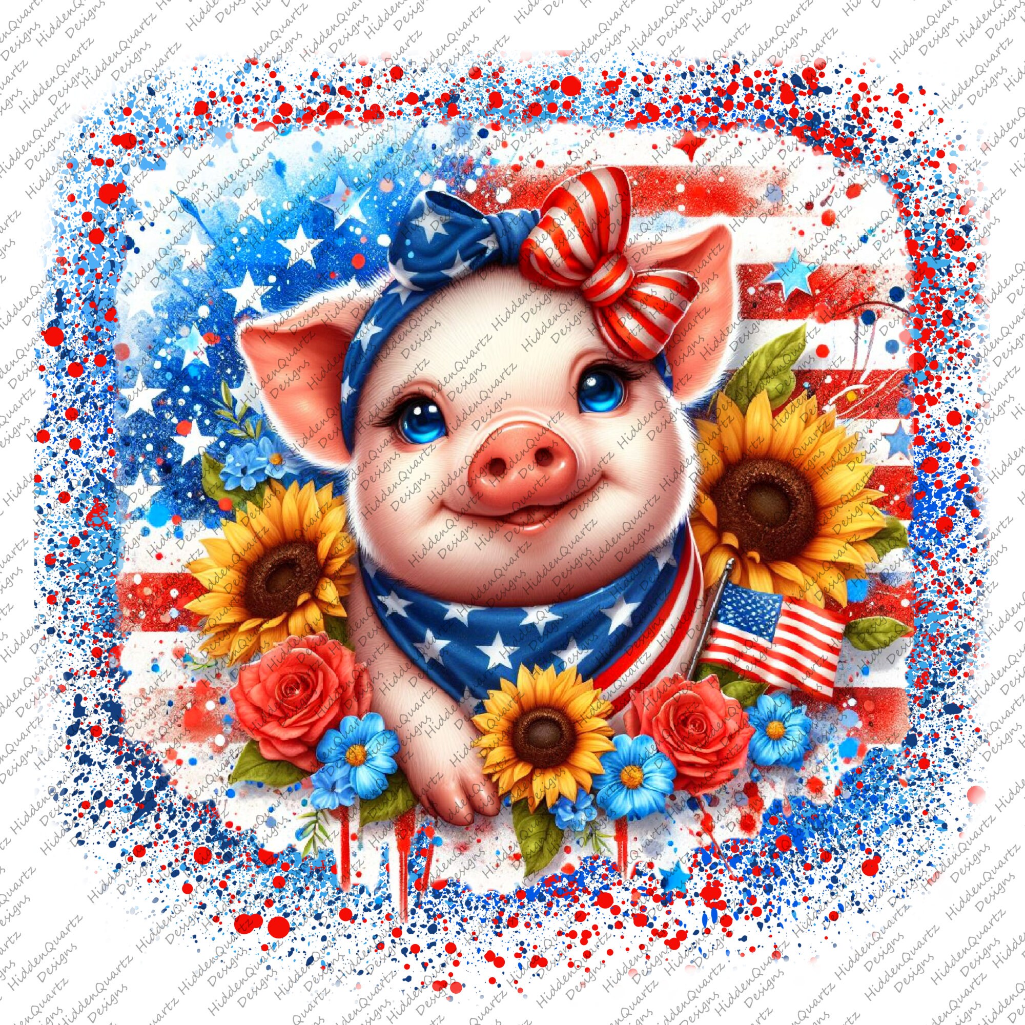 4th of July Pig PNG, Pig Sublimation Designs, Cute Piggy Digital ...