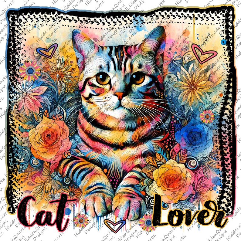 Cat Lover PNG, Cat Art Png, Cat Sublimation Designs, Cat Digital ...