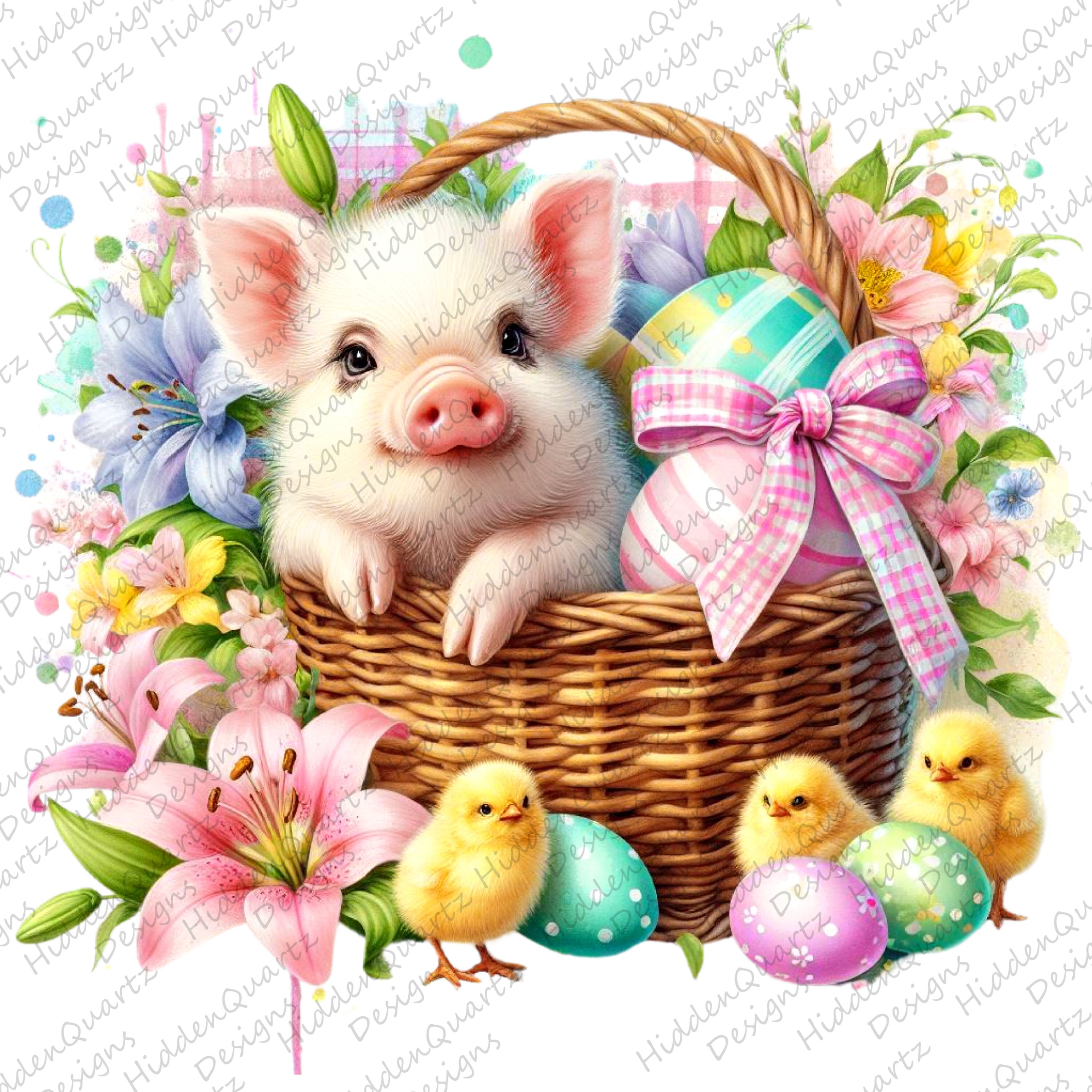 Pig Easter Print PNG, Pig Sublimation Designs, Pig Clip Art Downloads ...