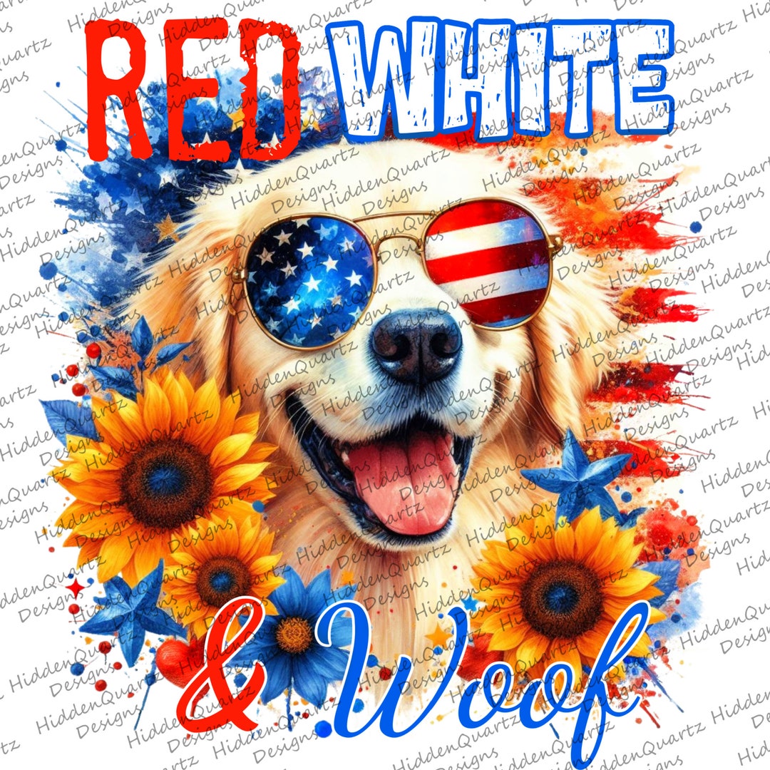 4th of July Dog PNG, Golden Retriever Sublimation Designs, Golden Dog ...