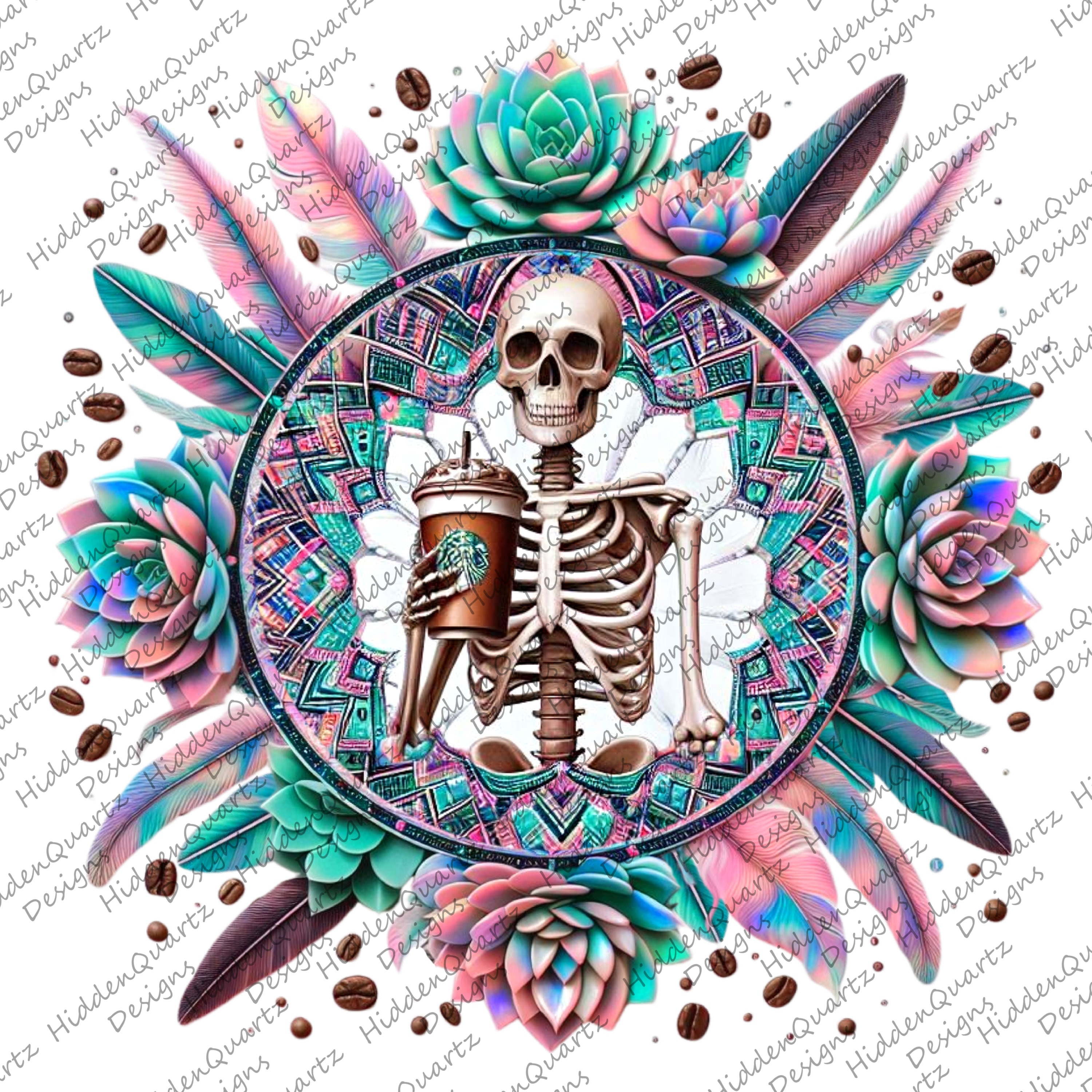 Boho Skull Coffee PNG, Coffee Image Designs, Coffee Digital Design ...