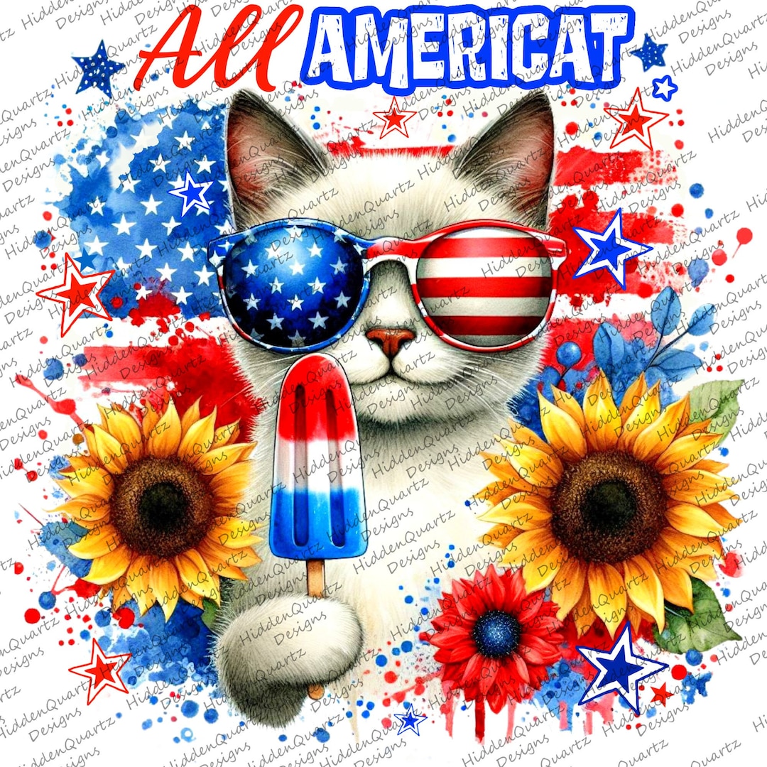 Cat 4th of July PNG, All Americat Png, Cat Sublimation Designs, Cat ...