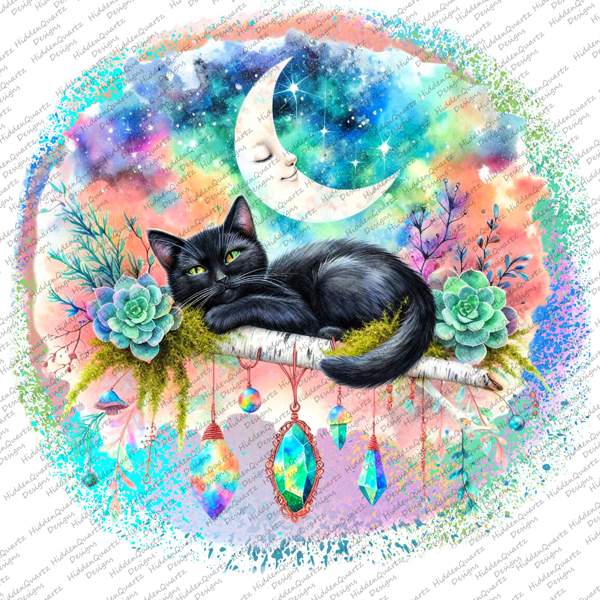 Cat and Moon PNG, Cat Image Designs, Coffee Digital Design, Clip Art ...