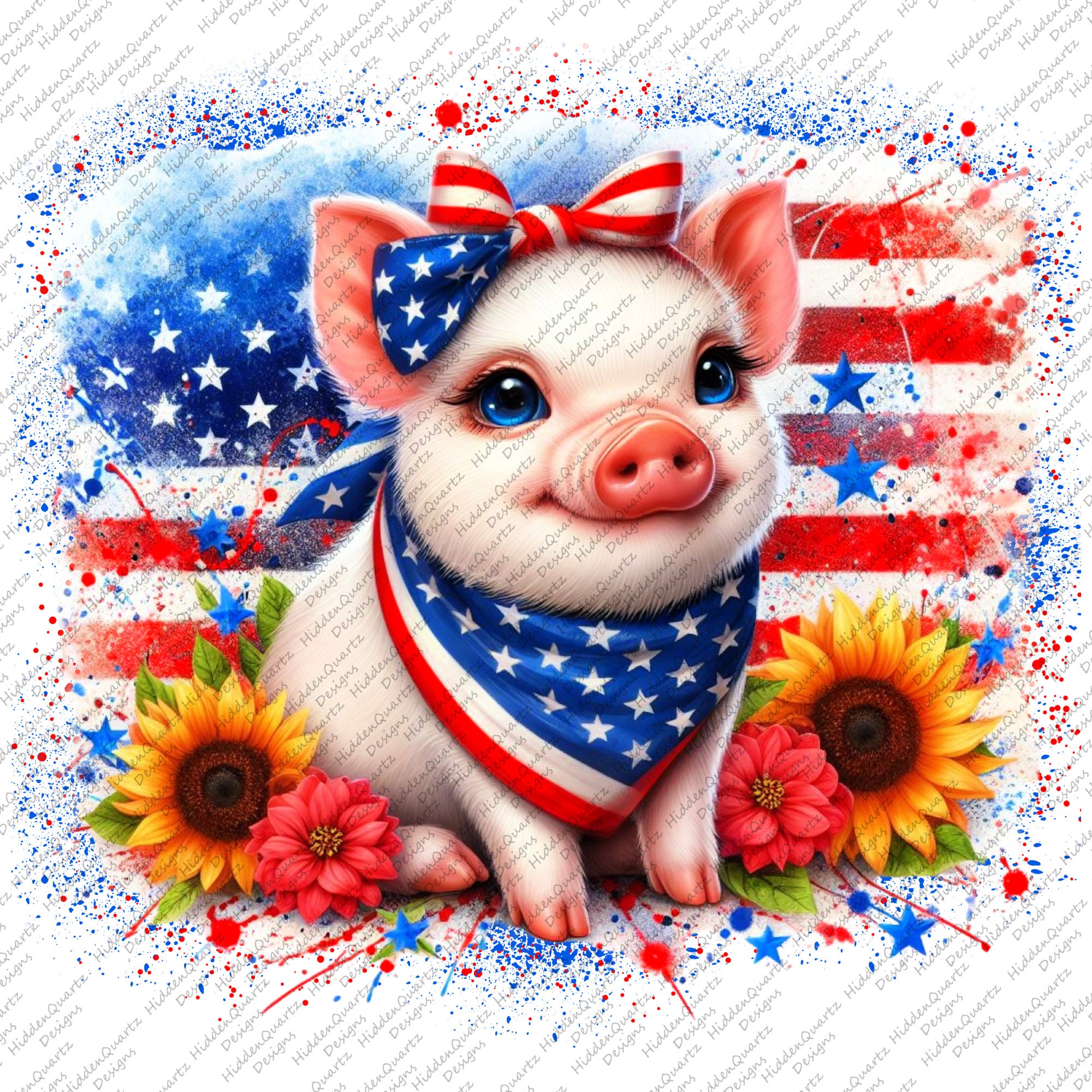4th of July Pig PNG, Pig Sublimation Designs, Cute Piggy Digital ...