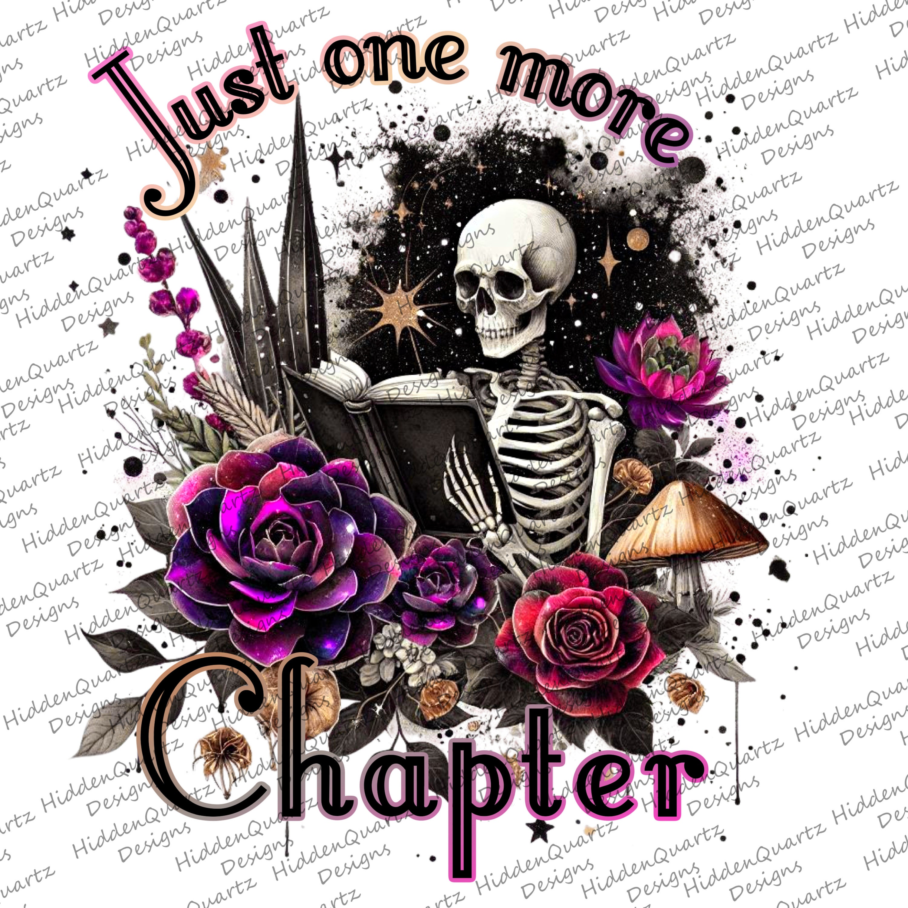 Skull Book PNG, One More Chapter Sublimation Designs, Reading Digital ...