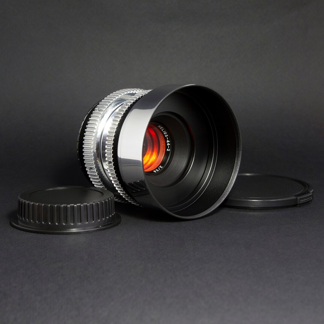 Silver Helios 44-2 58mm F2 Amber Anamorphic Flare & Bokeh Cine Mod Vintage Lens for Video ...