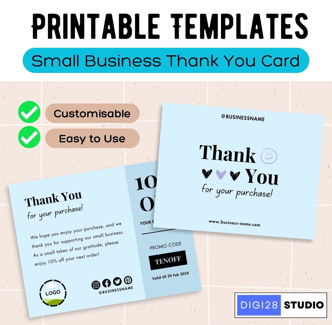 Fun Small Business Thank You Card Template, Editable in Canva ...