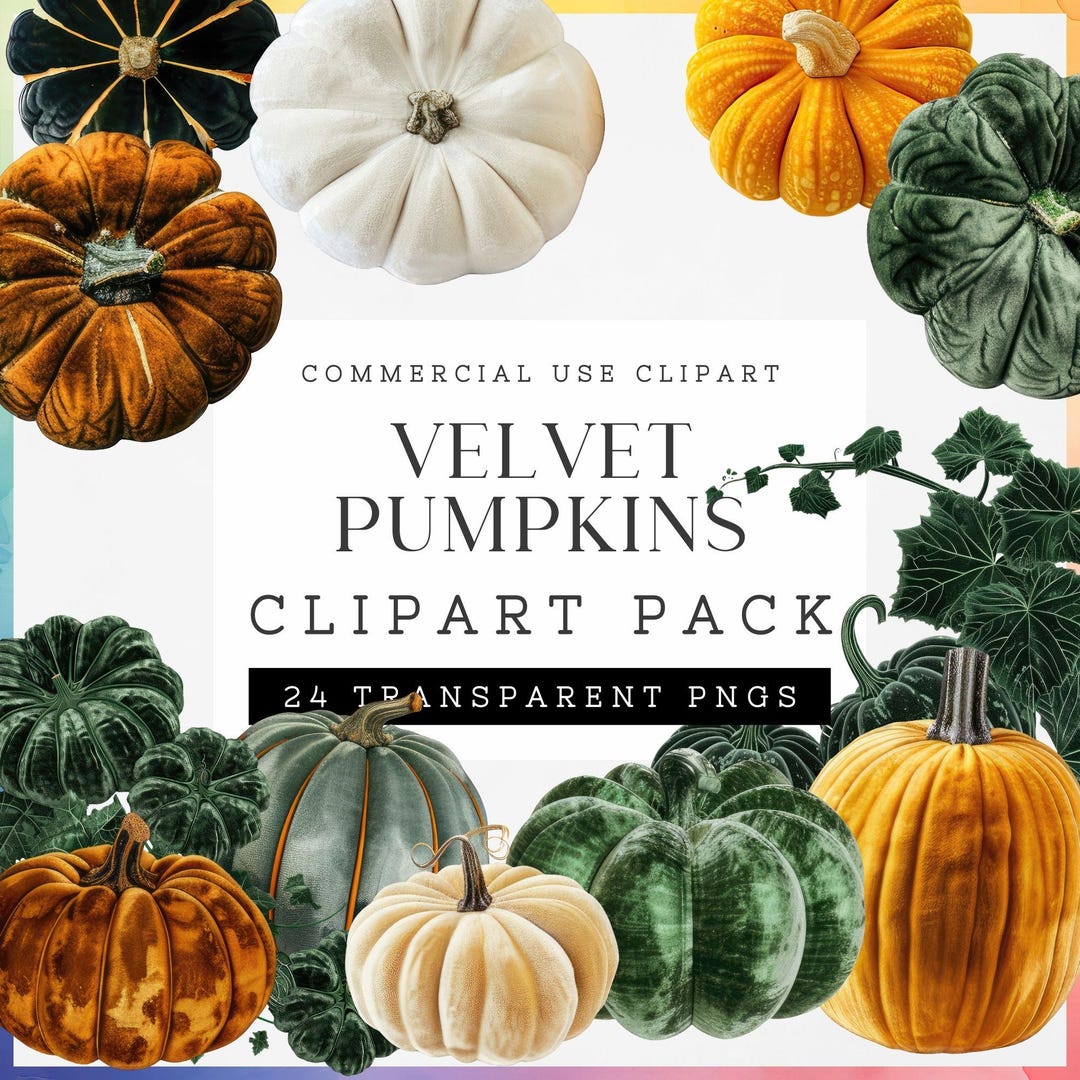 Velvet Pumpkins Commercial Use Clipart, Realistic 3d Fabric Pumpkin ...