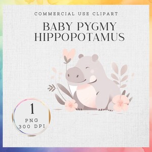 Baby Hippo Clipart, Pygmy Hippopotamus Transparent PNG, Instant ...