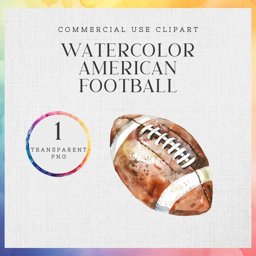 Watercolor Football Clipart, Sports Ball Transparent PNG, Instant ...