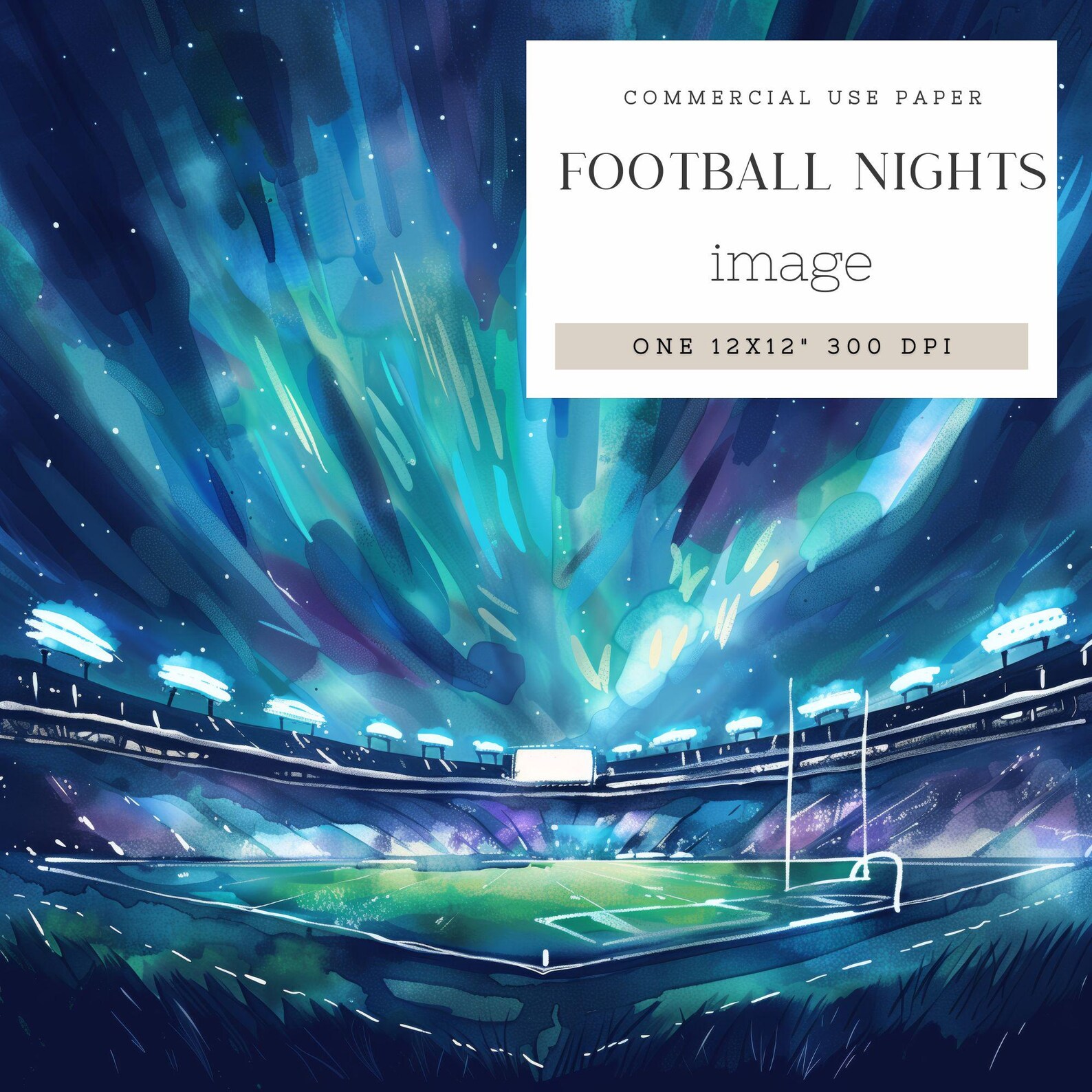 Watercolor Football Field Clipart, Sports Stadium Digital Paper, Field ...