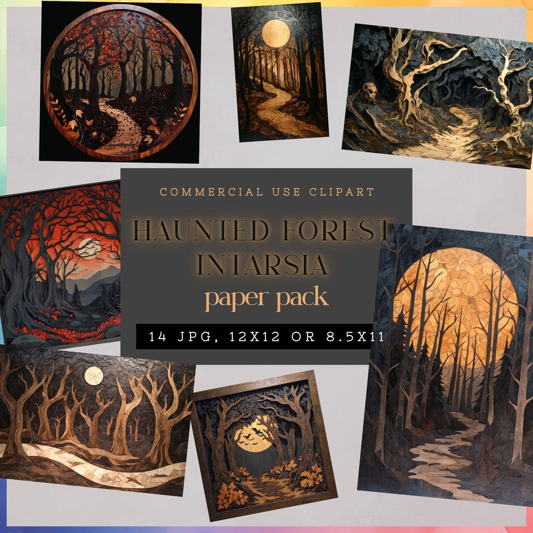 Haunted Forest Digital Paper, Background for Horror Lovers, Wood ...