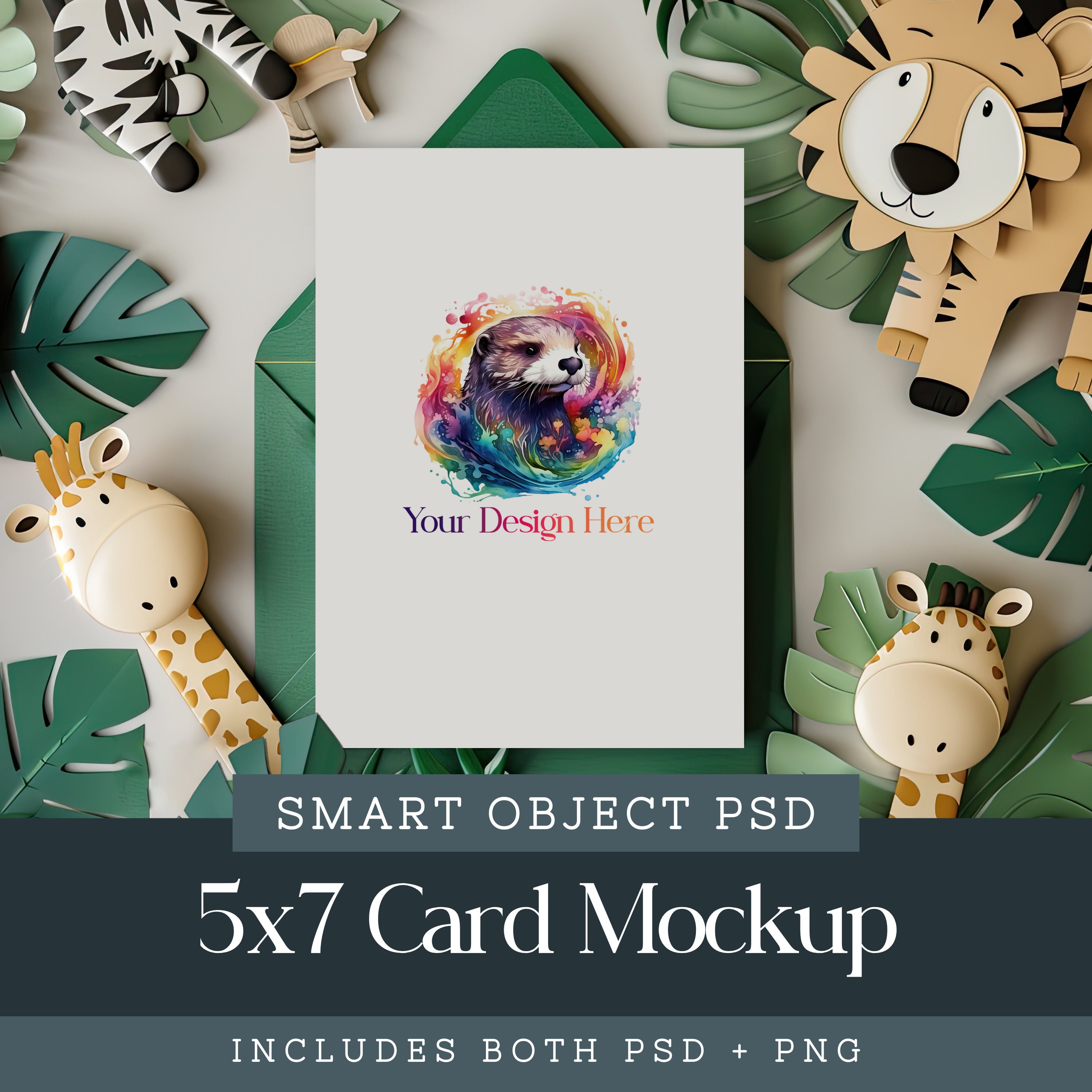 Kid's Party Invitation Mockup Photoshop, Smart Object Psd, Jungle Theme ...