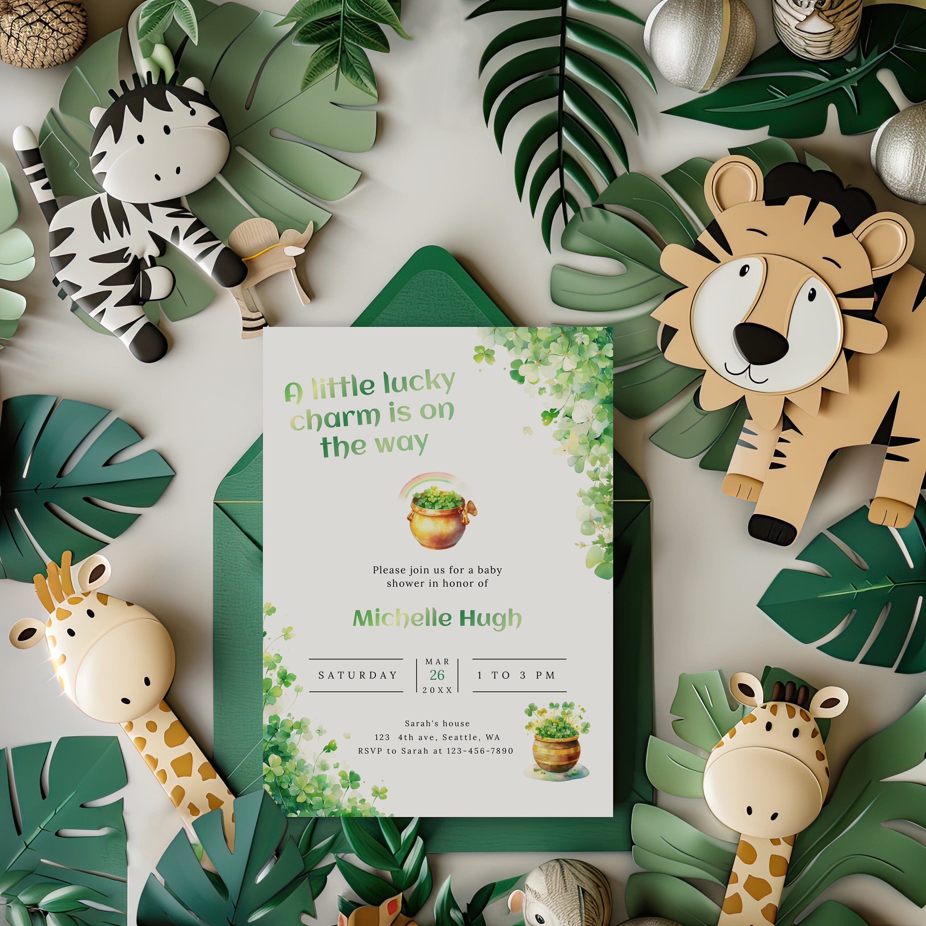 Kid's Party Invitation Mockup Photoshop, Smart Object Psd, Jungle Theme ...