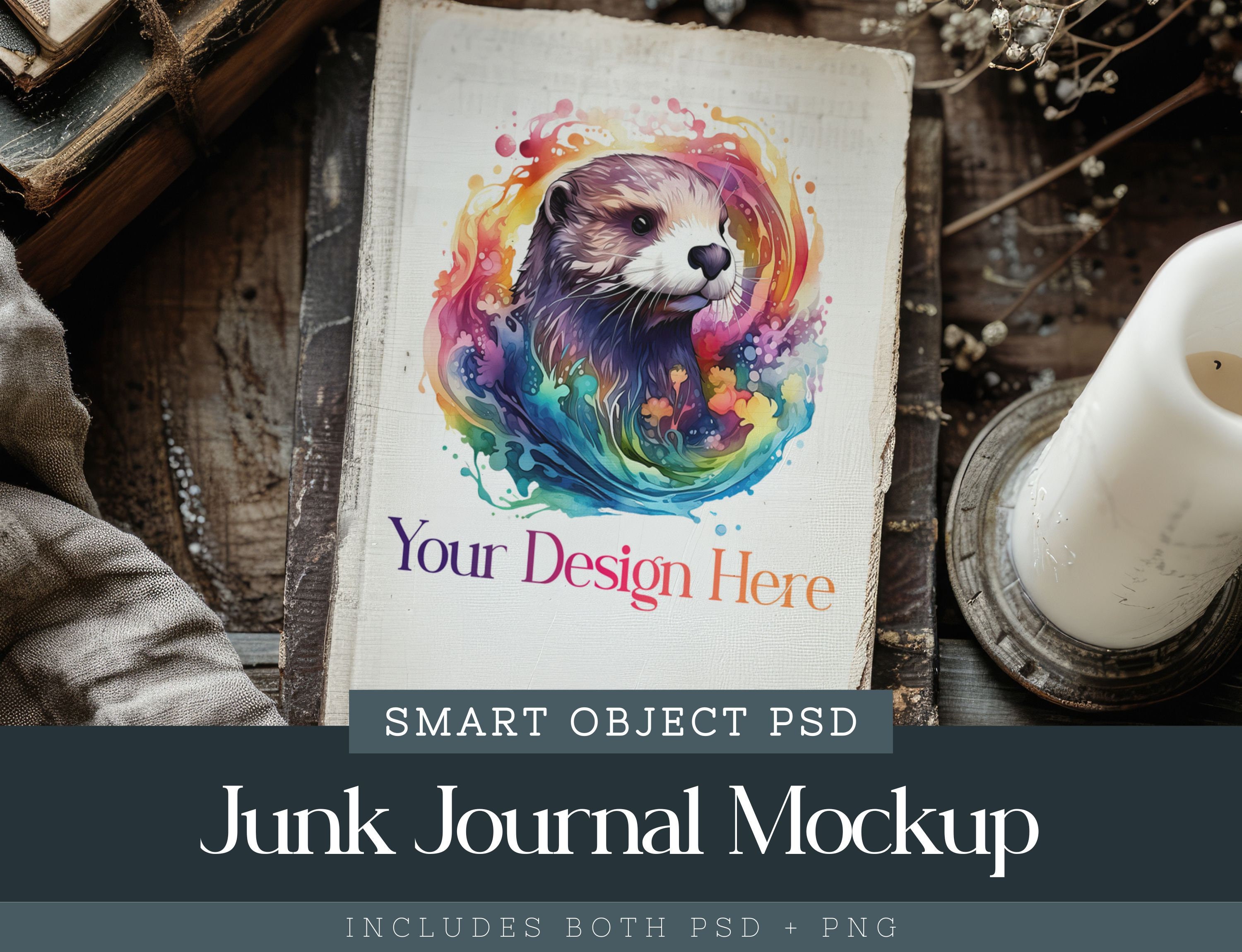 Junk Journal Mockup Psd, Notebook Mockup Smart Object, Fantasy Mockup ...