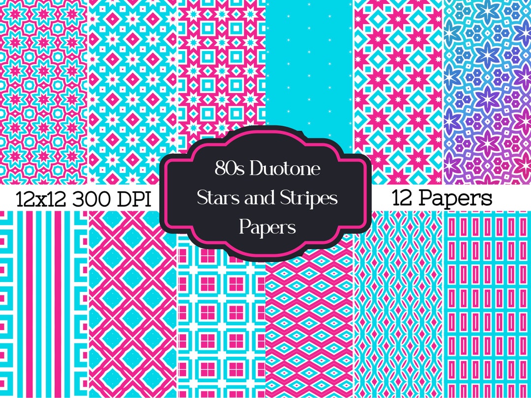 Digital Papers Bright Colors With Stars, Neon Color Digital Background ...