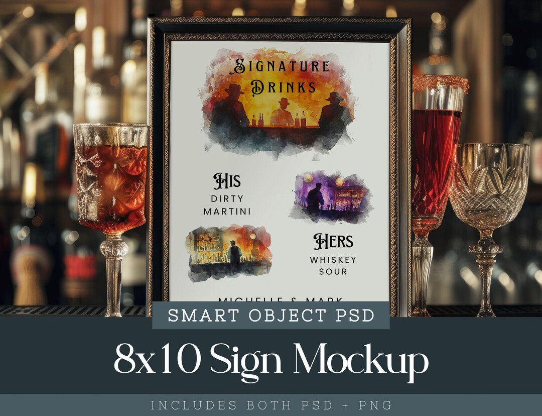 Bar Sign Mockup 8x10 Photoshop, Bar Menu Mock Up, Smart Object Psd ...