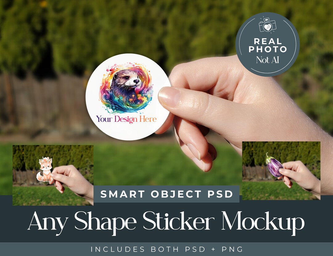 Hand Holding Sticker Mockup, Die Cut Sticker Mockup Smart Object ...