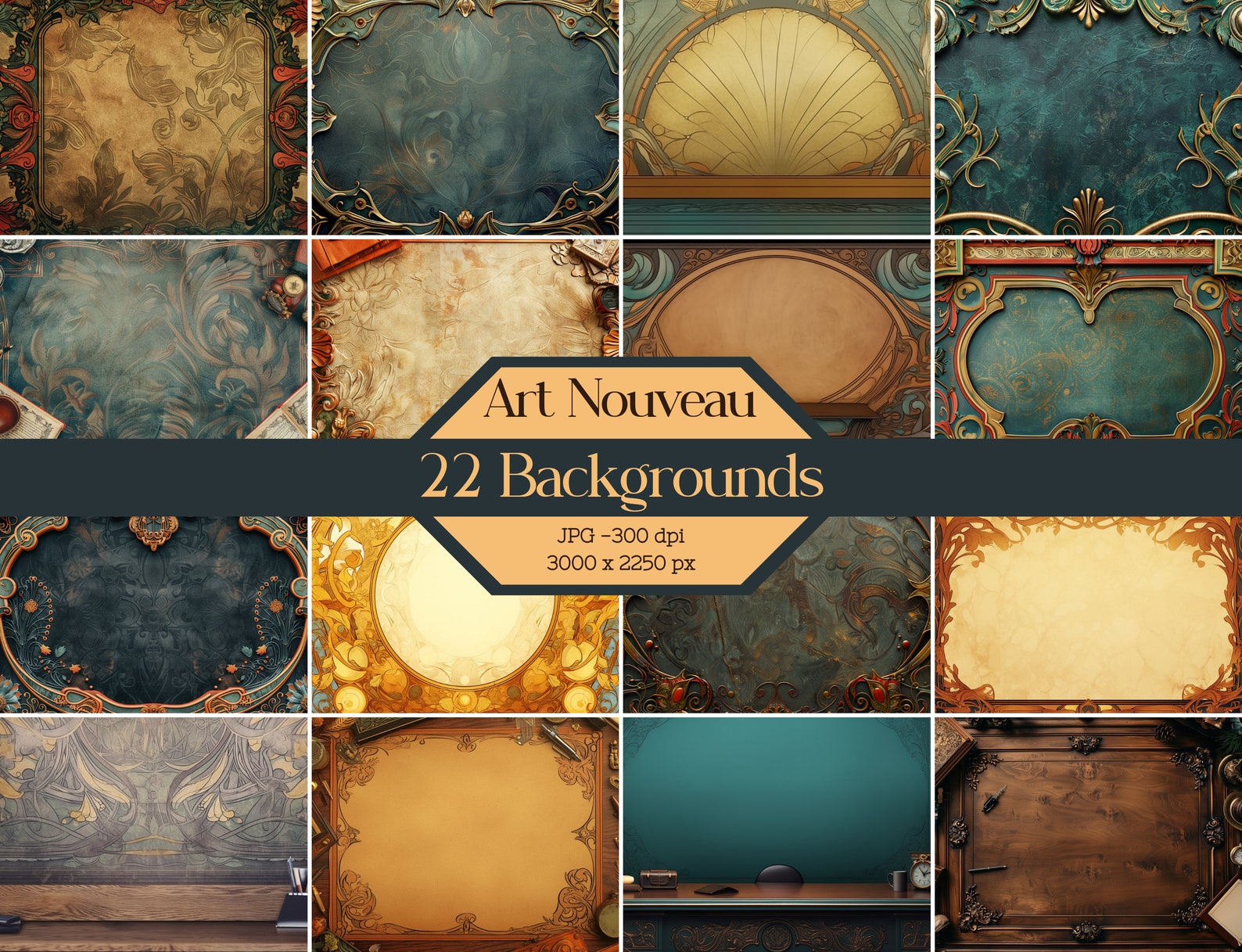 Mockup Background Dark Bundle, Art Nouveau Style Backgrounds, Flatlay ...