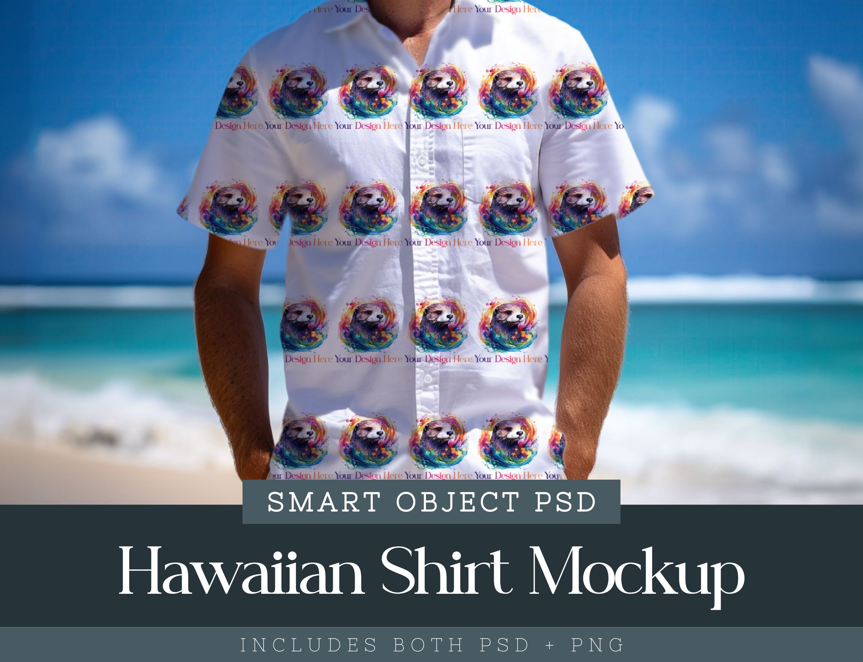 Hawaiian Shirt Mockup Photoshop, Button up Shirt Smart Object Psd ...