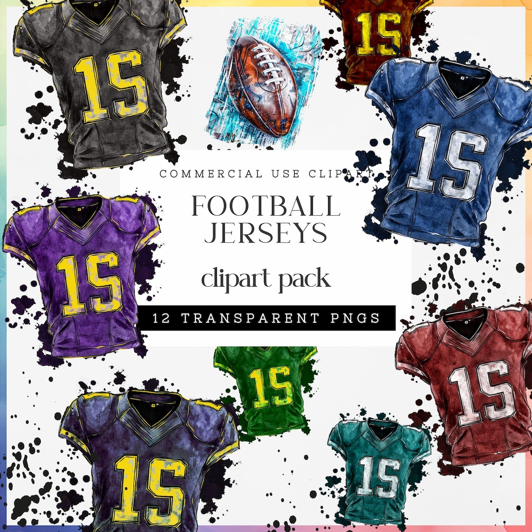 Football Jersey Commercial Use Clipart, Watercolor Sports Images,team ...