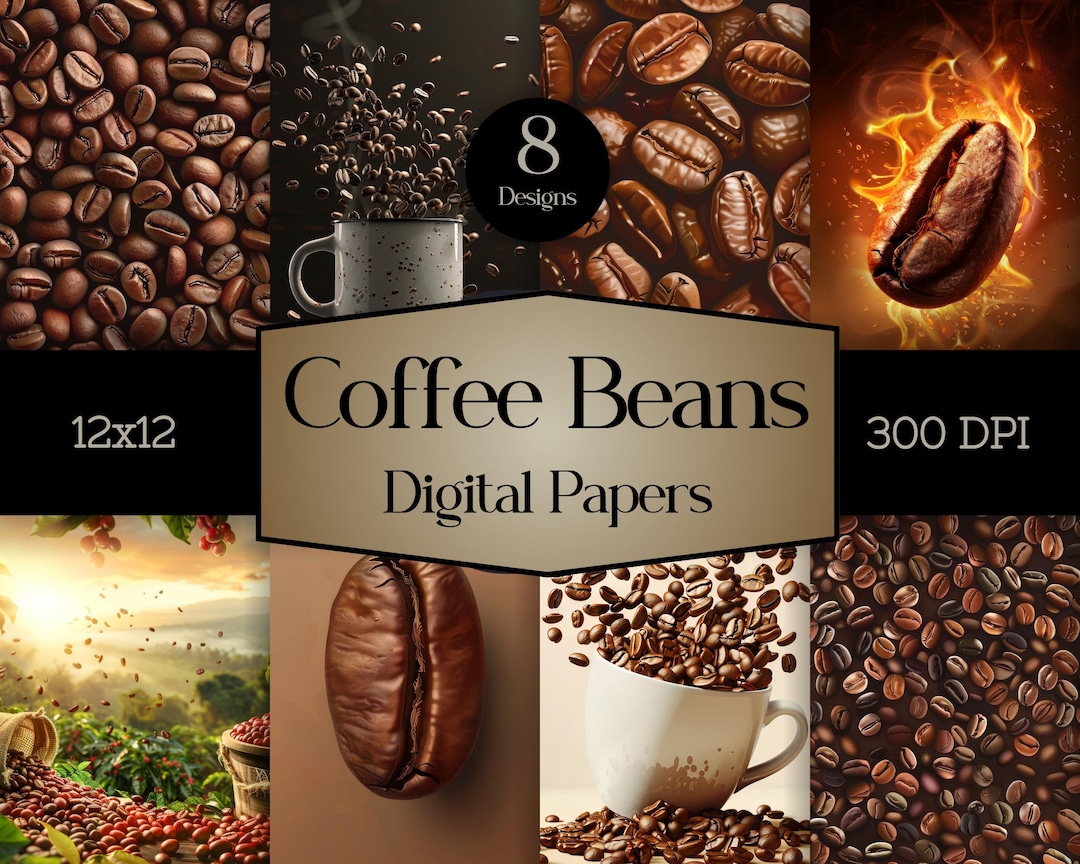 Coffee Beans Digital Paper, Background for Coffee Lovers, Scrapbook ...
