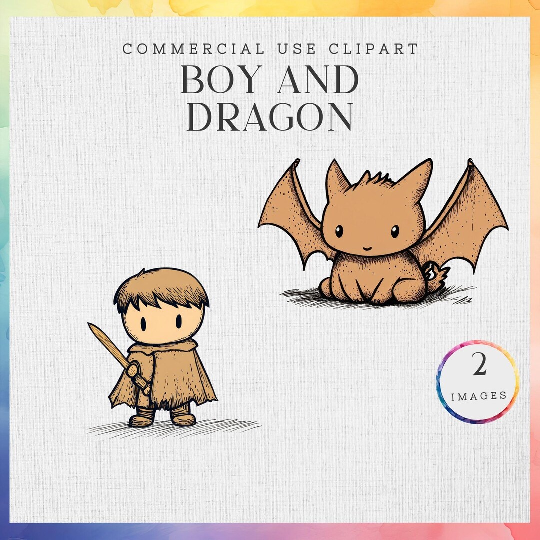 Cute Dragon and Knight Clipart, Hero PNG, Instant Download Nursery ...