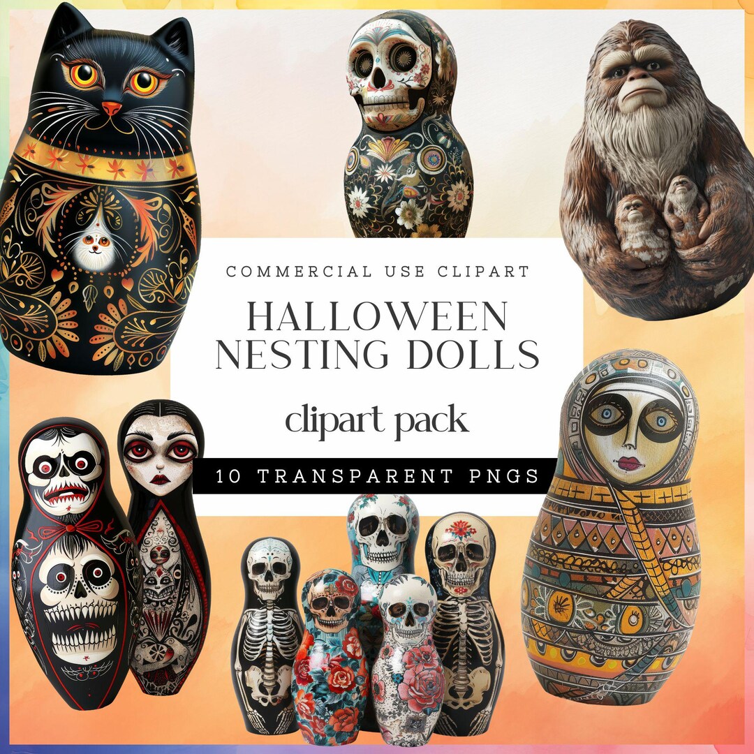 Nesting Doll Halloween Clipart, Classic Halloween Monster Images, Folk ...