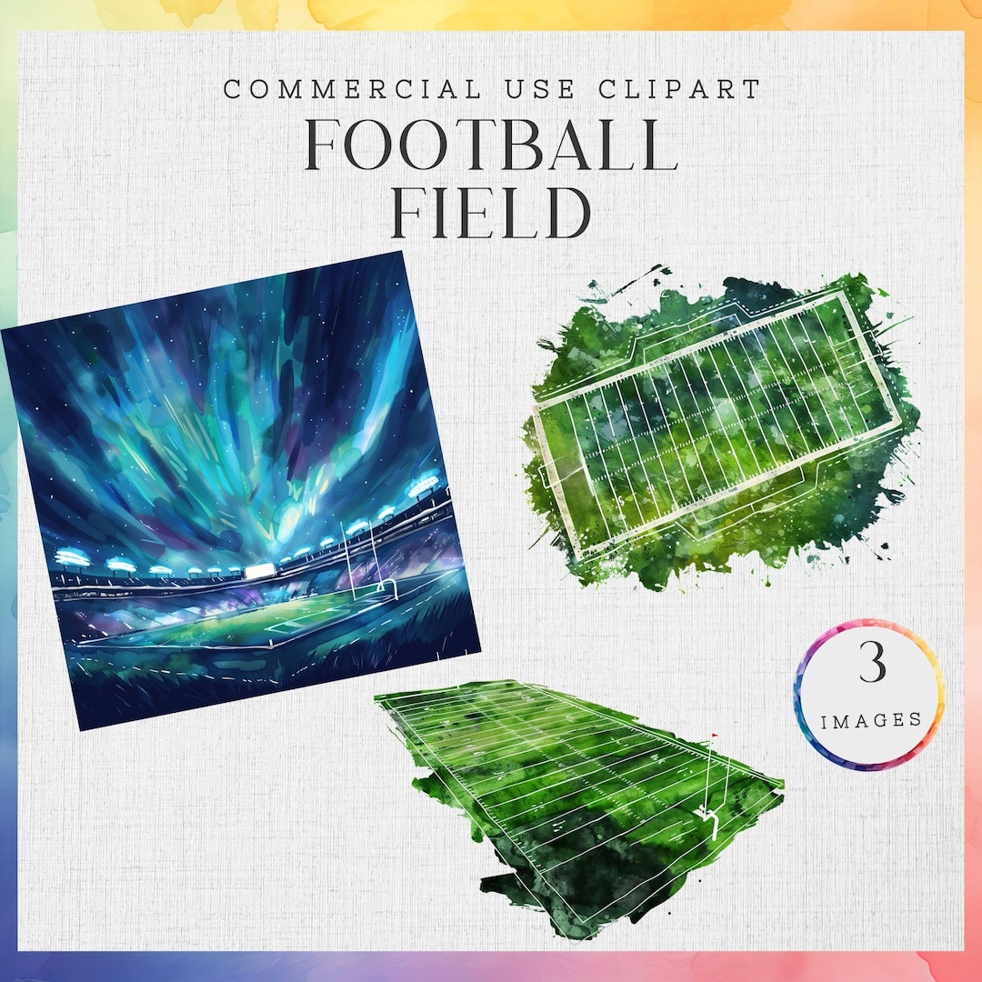 Watercolor Football Field Clipart, Sports Stadium Digital Paper, Field ...
