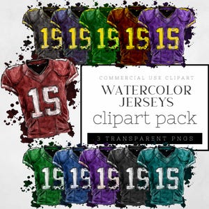 Football Jersey Commercial Use Clipart, Watercolor Sports Images,team ...