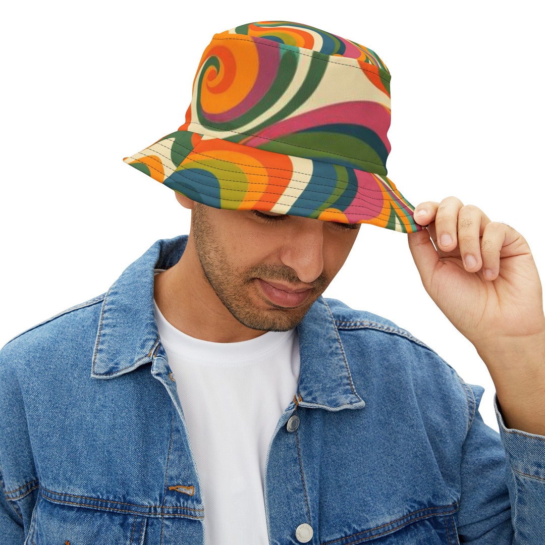 Retro Swirl Bucket Hat Custom Bucket Hat Unisex Bucket Hat Summer Hat ...