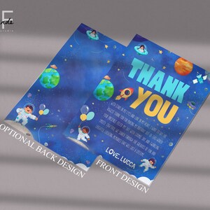 Editable Galaxy Party Birthday Invitation Space Galaxy Planet Thank You ...