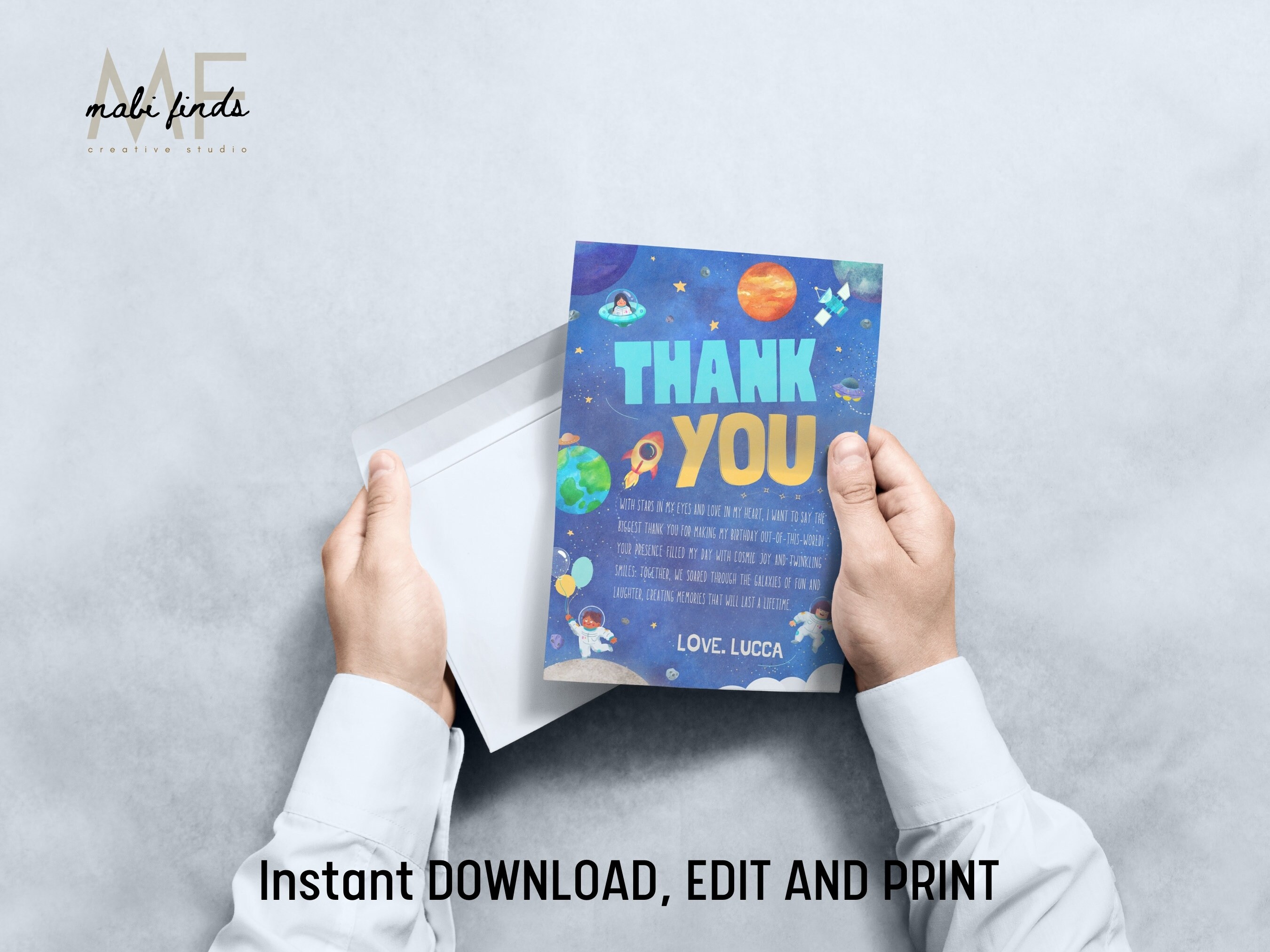 Editable Galaxy Party Birthday Invitation Space Galaxy Planet Thank You ...