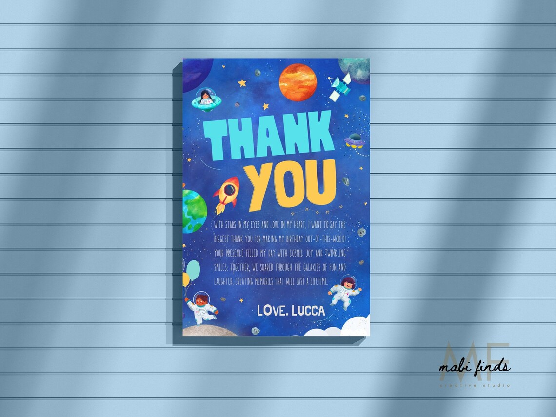 Editable Galaxy Party Birthday Invitation Space Galaxy Planet Thank You ...