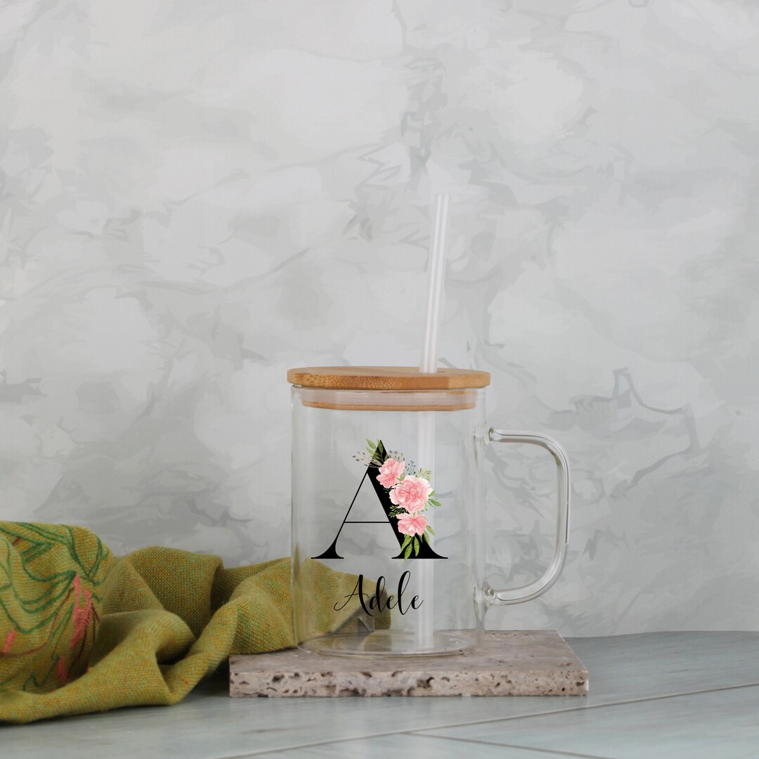 Personalized Floral Alphabet Cup, Alphabet Cup, Personalized Cup ...