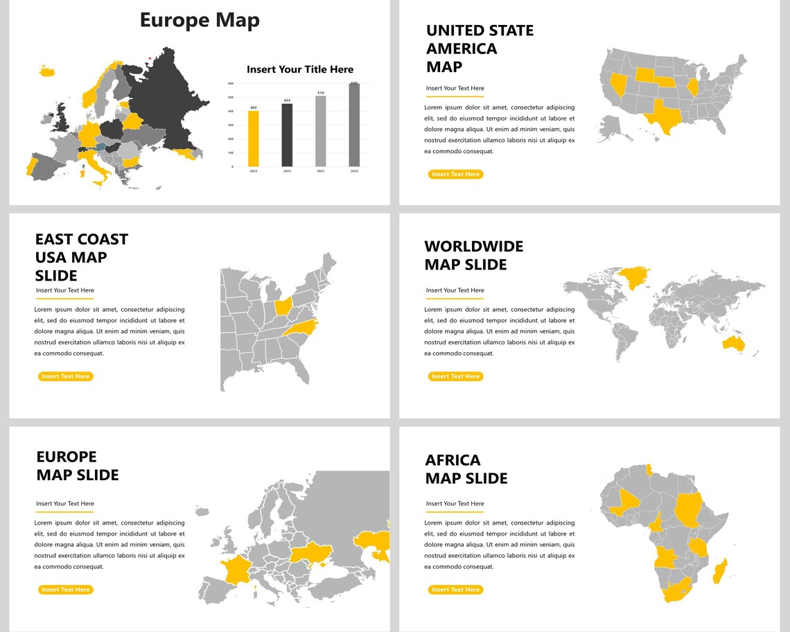 Editable Maps Powerpoint, World Map Powerpoint, Editable Map Usa ...