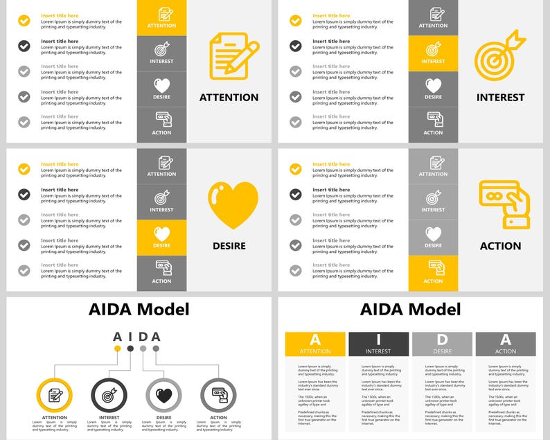 AIDA Model Powerpoint Template, AIDA Marketing Model, AIDA Model ...