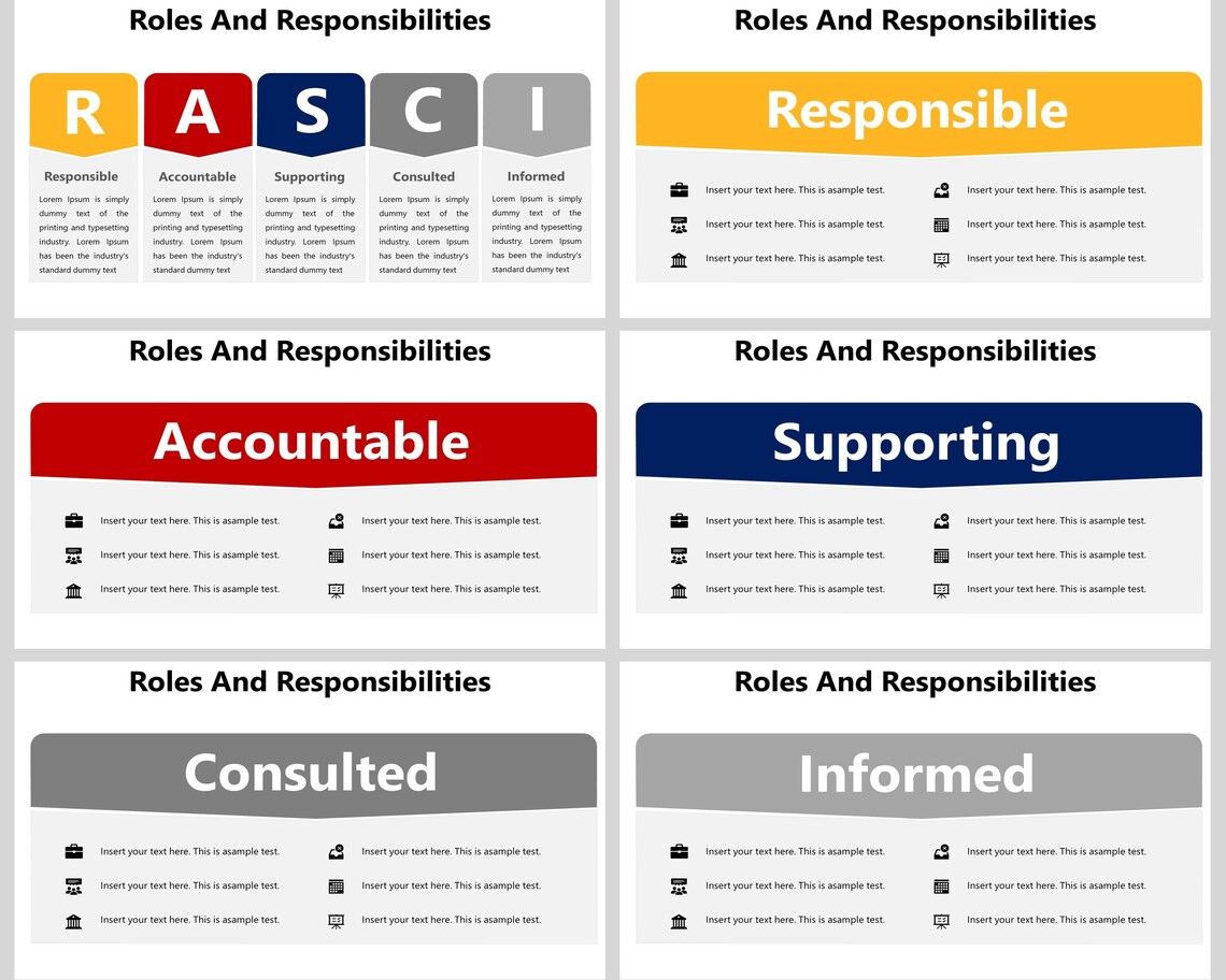 Roles and Responsibilities Powerpoint Template, RASCI Matrix, RACI ...